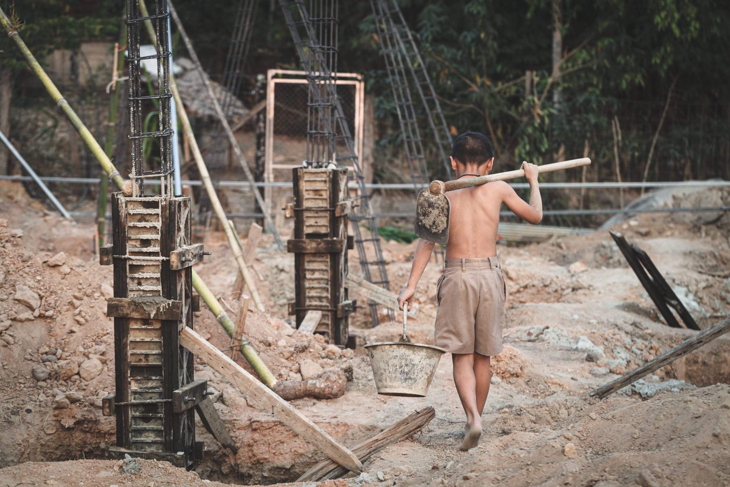 Poor,Children,At,The,Construction,Site,Were,Forced,To,Work. - Humanium