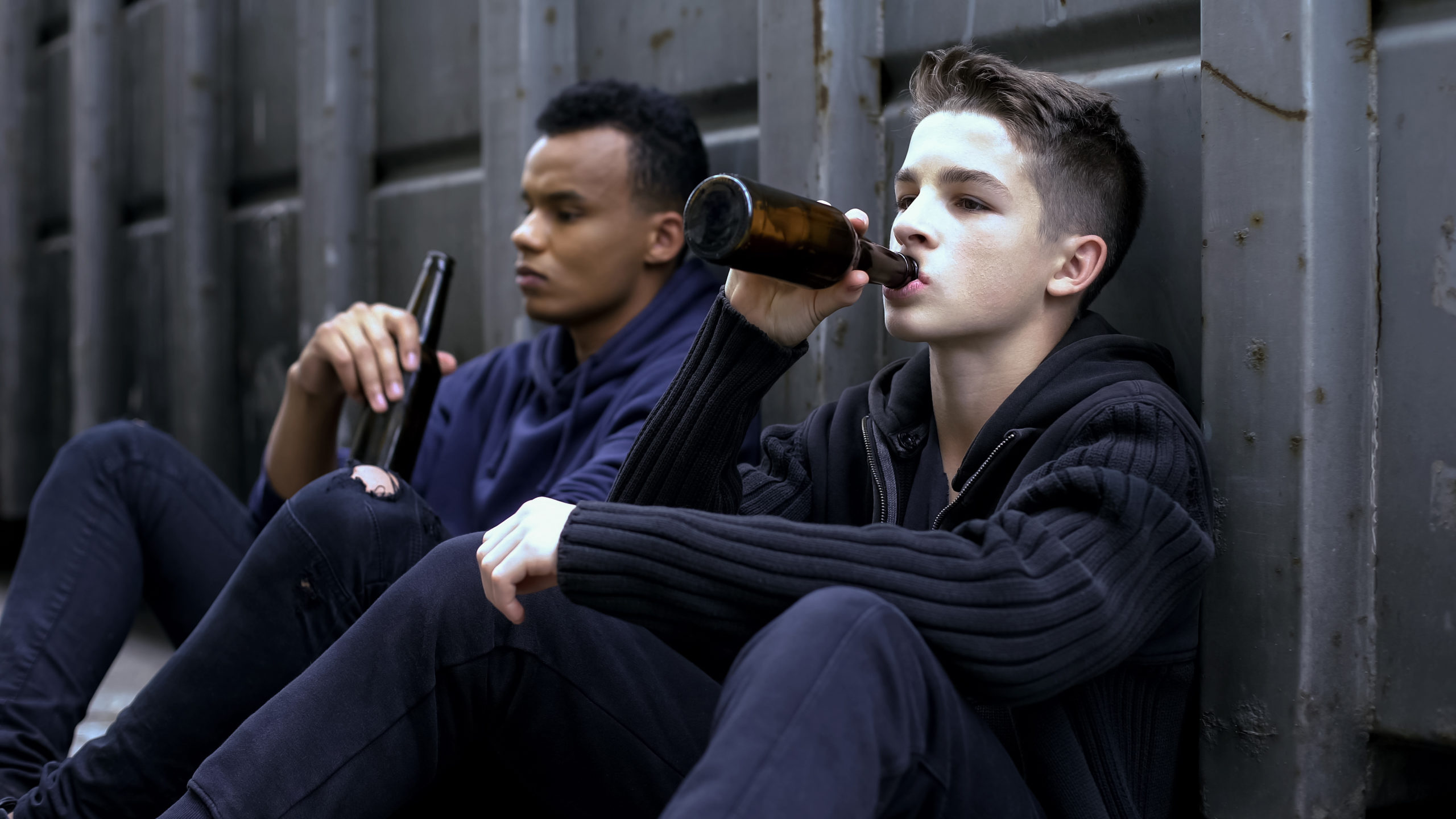 Teenager,Guys,Drinking,Beer,Sitting,On,Road,,Bad,Company,Influence ...