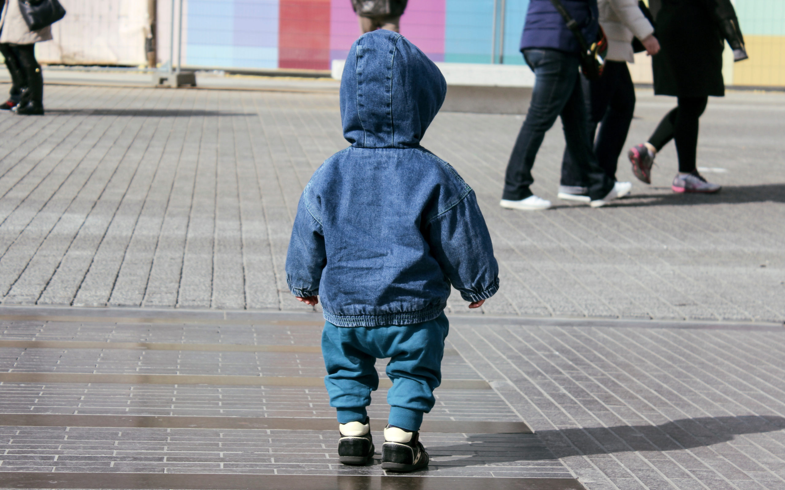 Toddler,Boy,Lost,On,The,Street.,Wearing,Denim,Jacket,With - Humanium